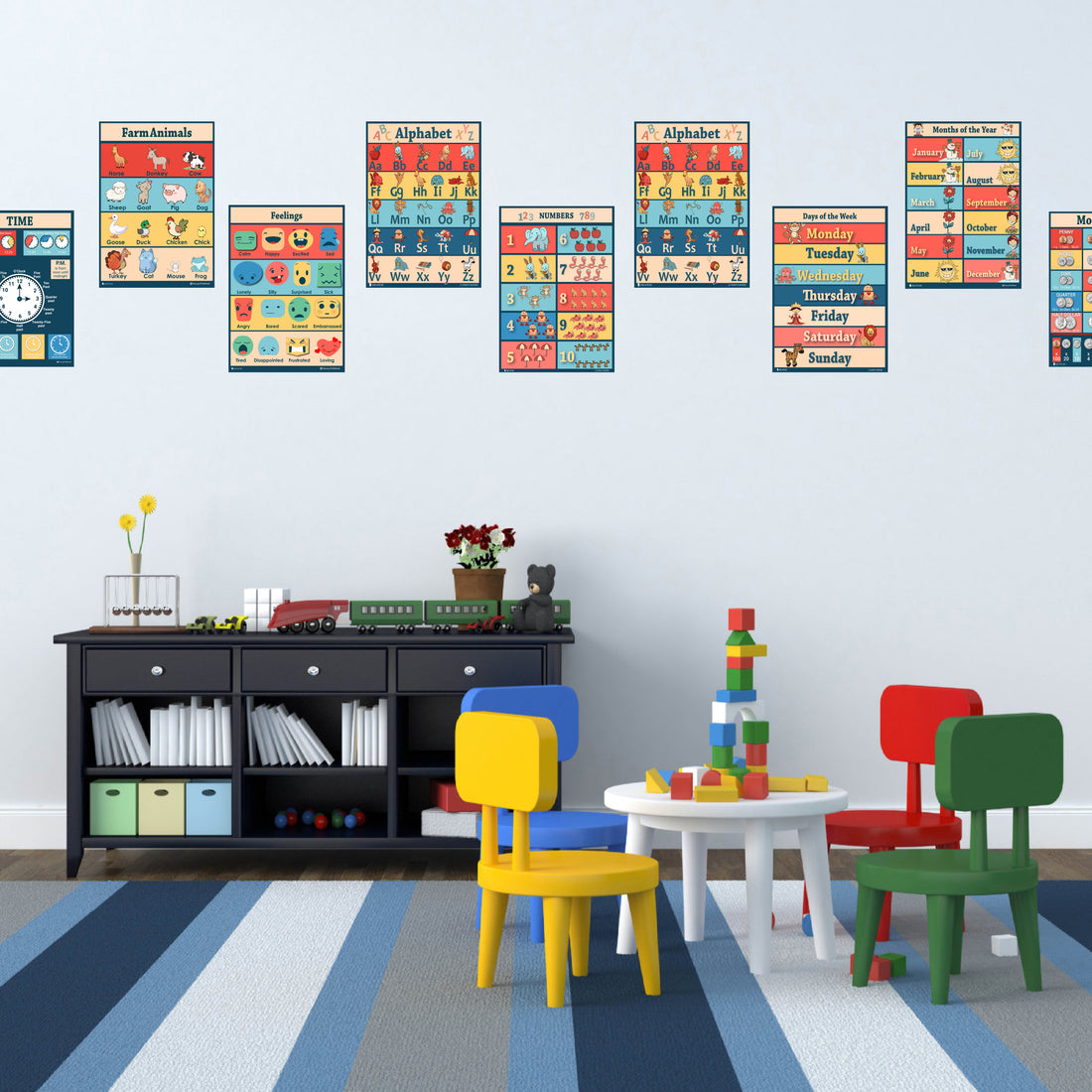16 Educational poster pack Charts for classrooms early learning Alphab ...