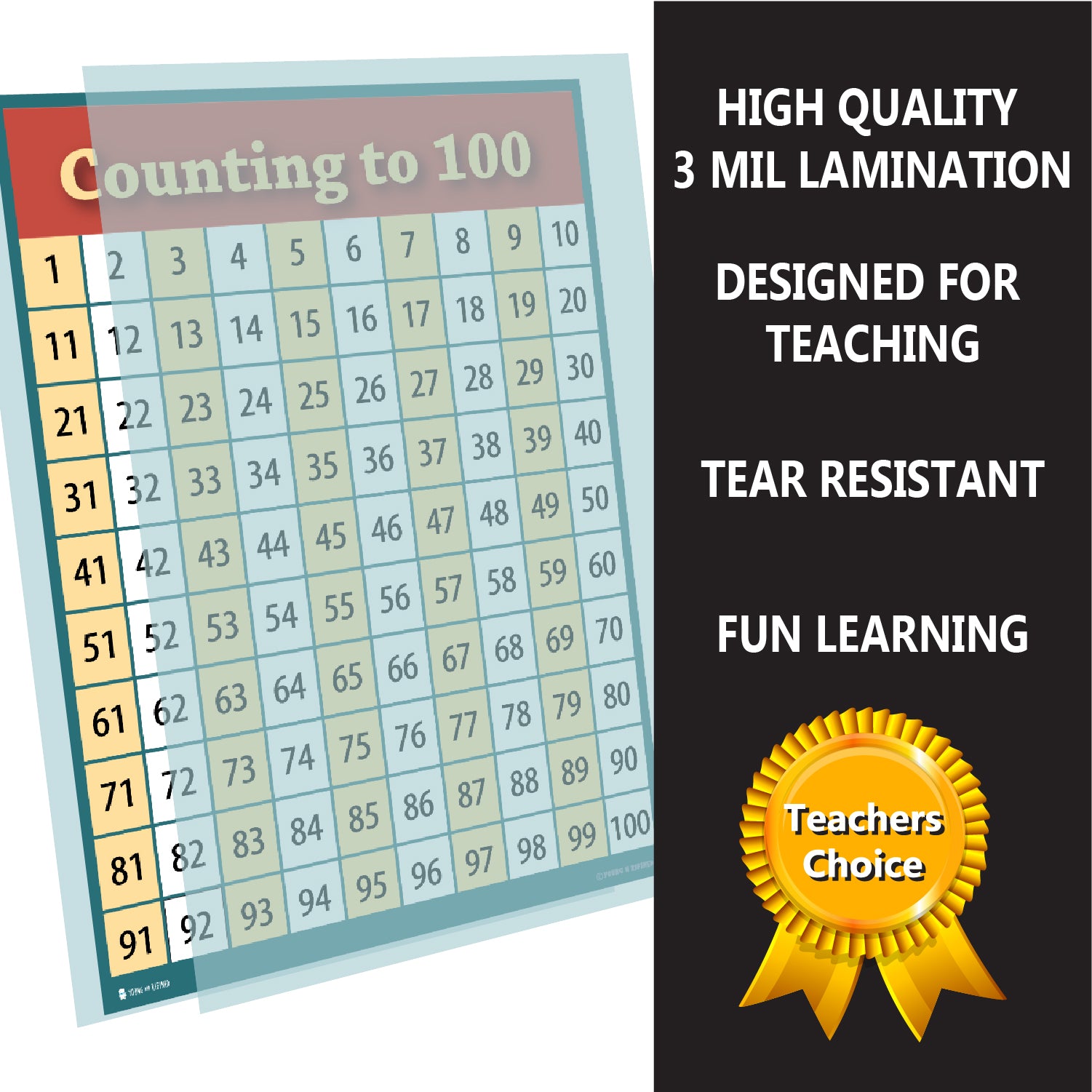 Learn Counting 1 to 100 Number Chart Classroom – Young N' Refined